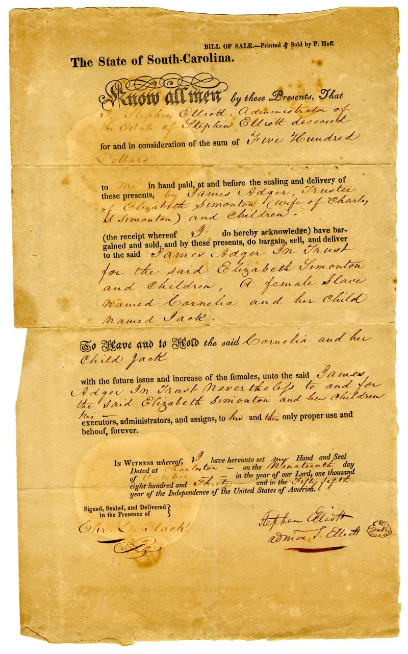 Bill Of Sale For The Enslaved Woman Cornelia And Her Son Jack From bill-of-sale-for-the-enslaved-woman-cornelia-and-her-son-jack-from