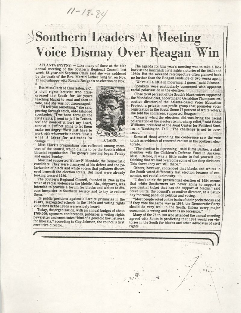 Newspaper Article, November 18, 1984 - Lowcountry Digital Library ...