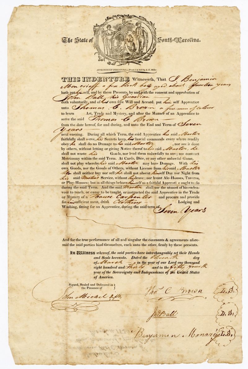 Indenture Between the Freedmen Thomas C. Brown and Benjamin Moncrief ...