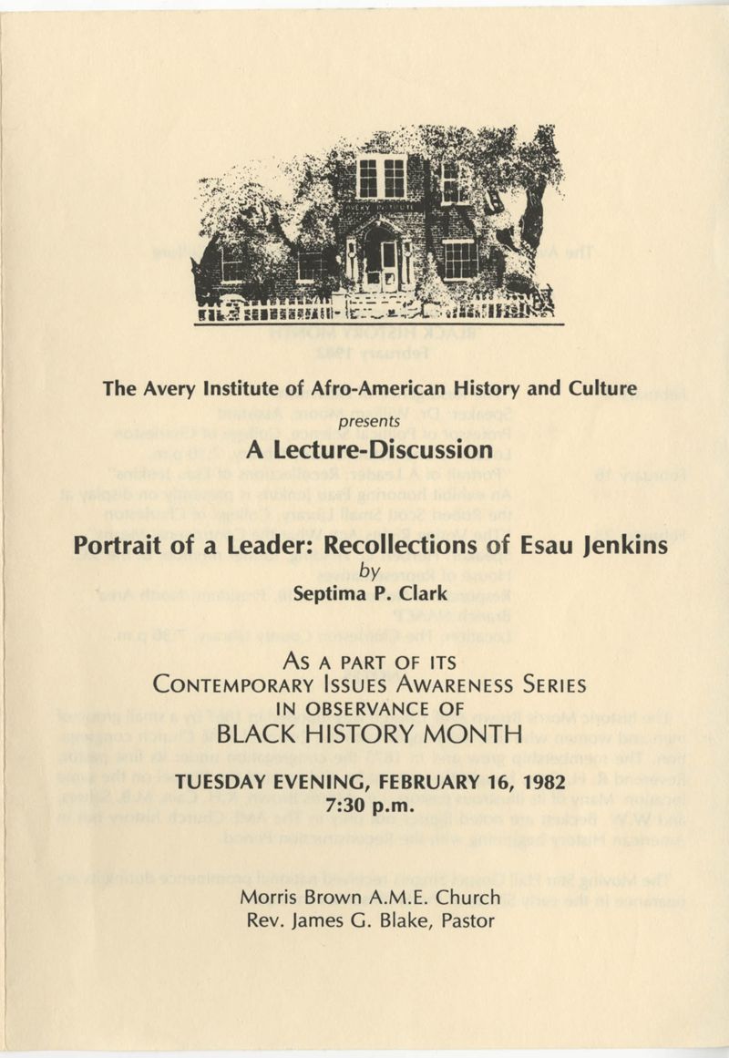 "Portrait of a Leader: Recollections of Esau Jenkins" - Lowcountry ...
