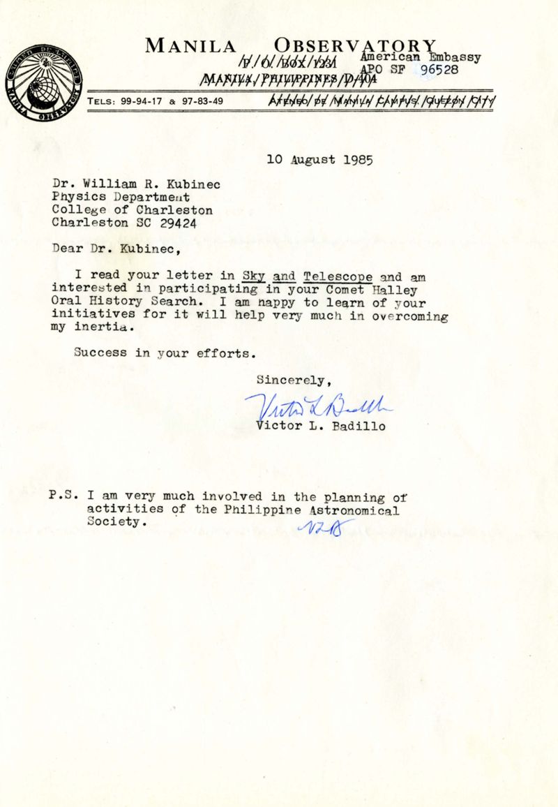 Letter from Victor L. Badillo - Lowcountry Digital Library Catalog Search