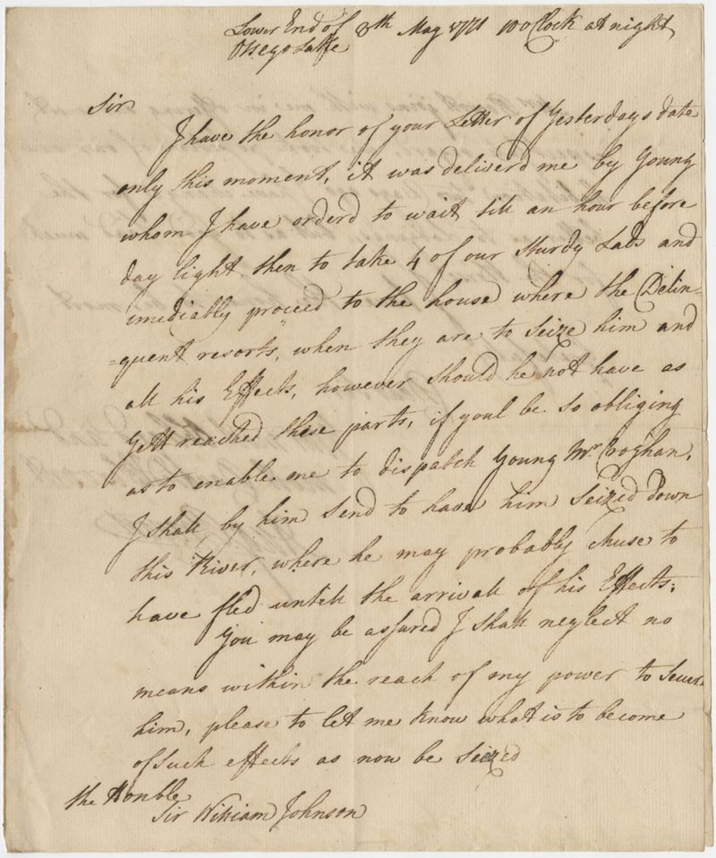 Letter to Sir William Johnson from Major General Augustine Prevost, May ...
