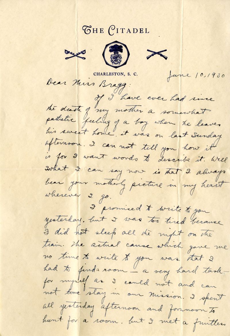 Letter from Fong Lee Wong to Laura M. Bragg June 10, 1930 - Lowcountry ...