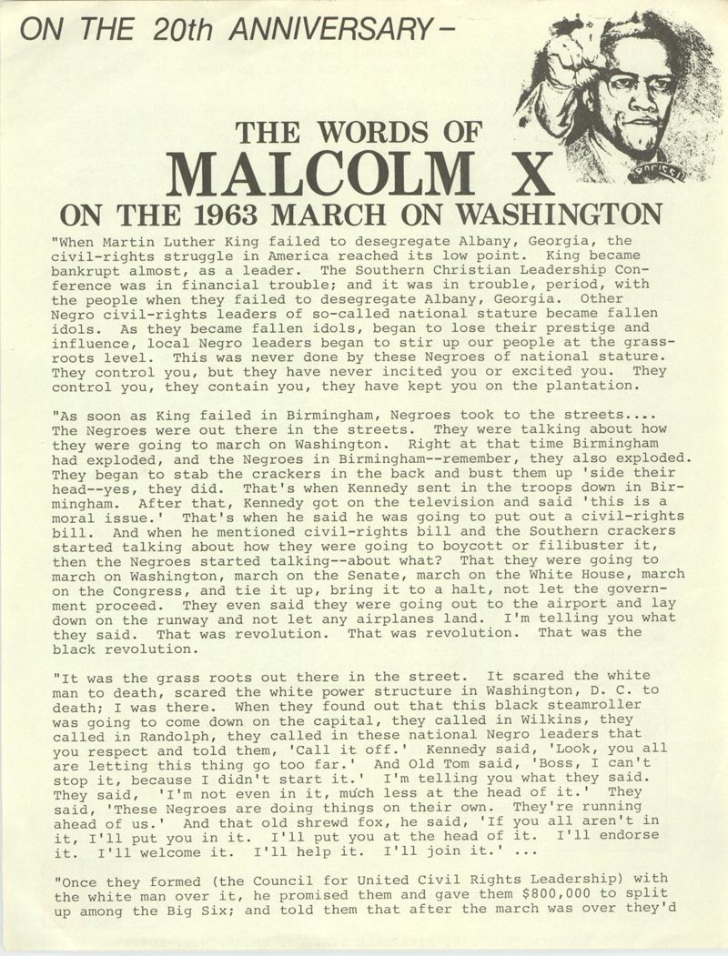 "The Words of Malcolm X on the 1963 March on Washington" - Lowcountry ...