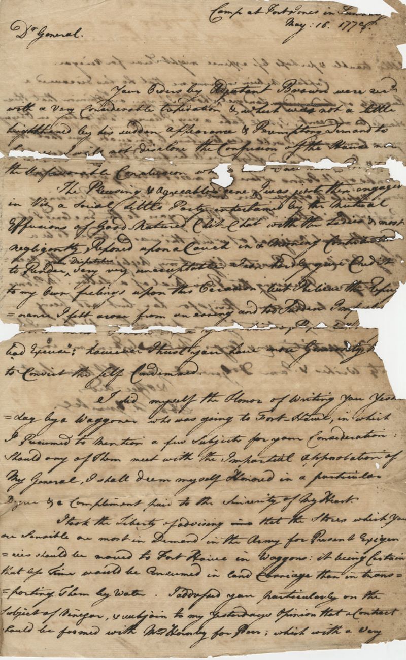Letter from John F. Grimke to General Robert Howe[?], May 16, 1778 ...